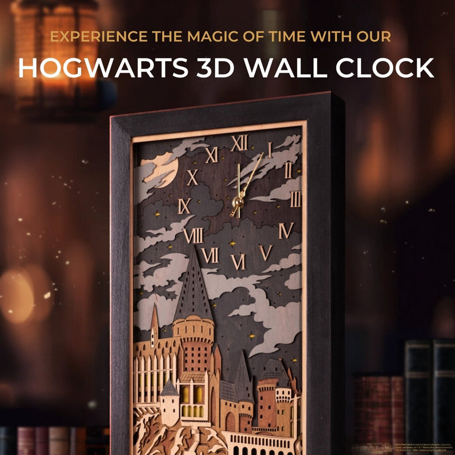 HOGWARTS™ 3D WOOD WALL CLOCK – ZeWood