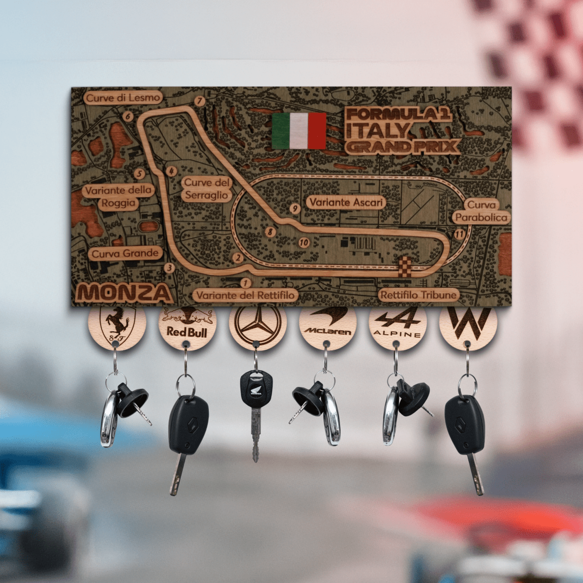 Monza F1 Key Holder - Wooden Italy Grand Prix Wall Art – ZeWood