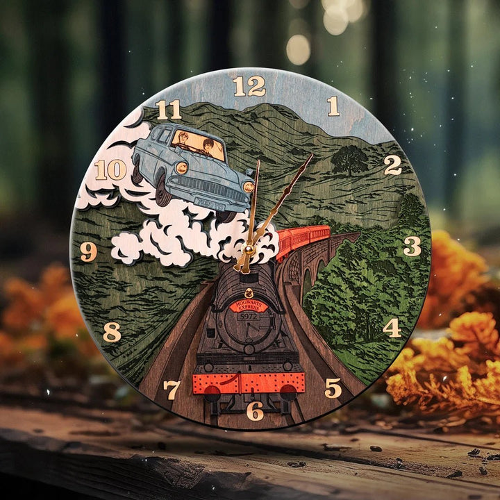 HOGWARTS™ EXPRESS 3D WOOD CLOCK – ZeWood