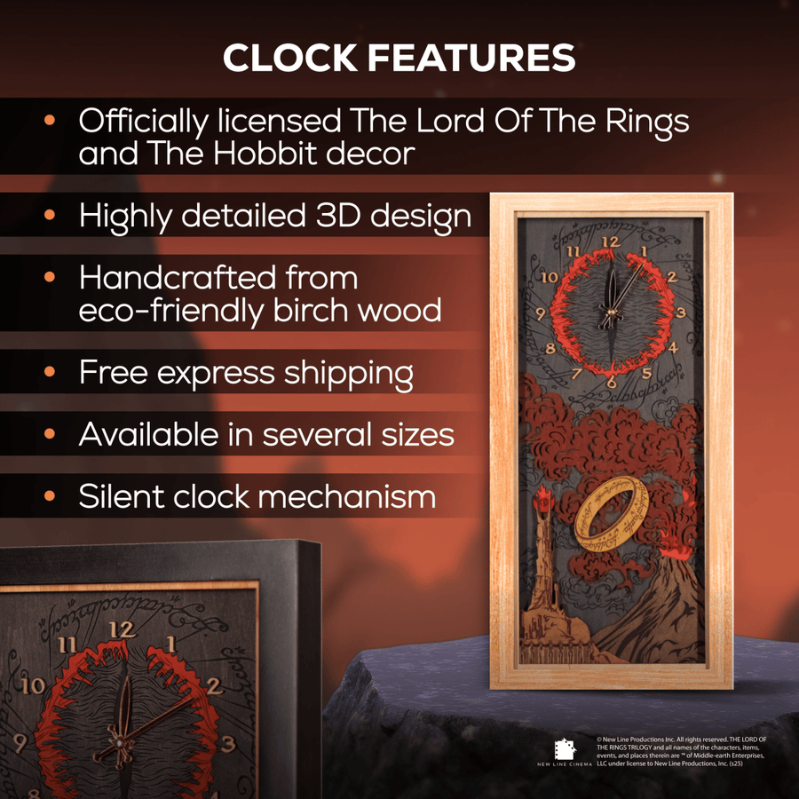 THE LORD OF THE RINGS™ 3D WOOD WALL CLOCK – ZeWood